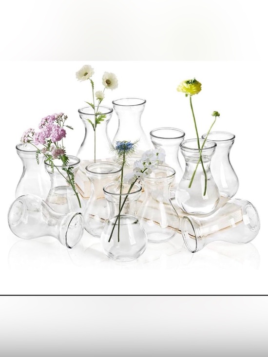 Accents | Set Of 12 Clear Glass Bud Vases Elegant Minimalist ...